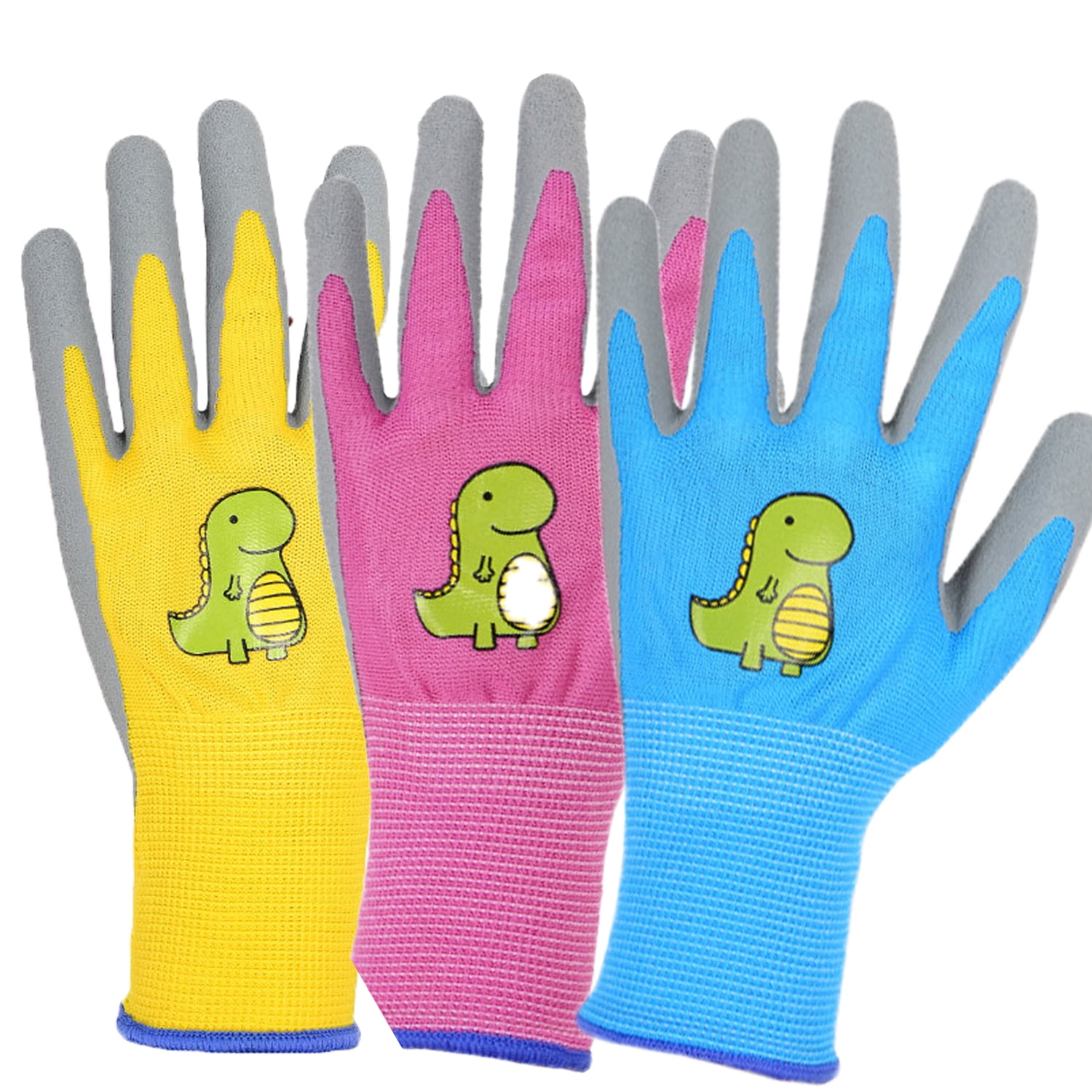 Kids Gardening Gloves 3 Pairs Non-Slip Children Yard Work Garden Gloves ...