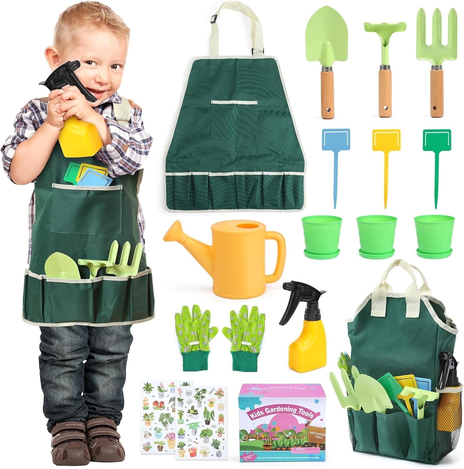 Kids Gardening Tool Set 19 PCS - Kids Gardening Tools Shovel Rake Fork ...