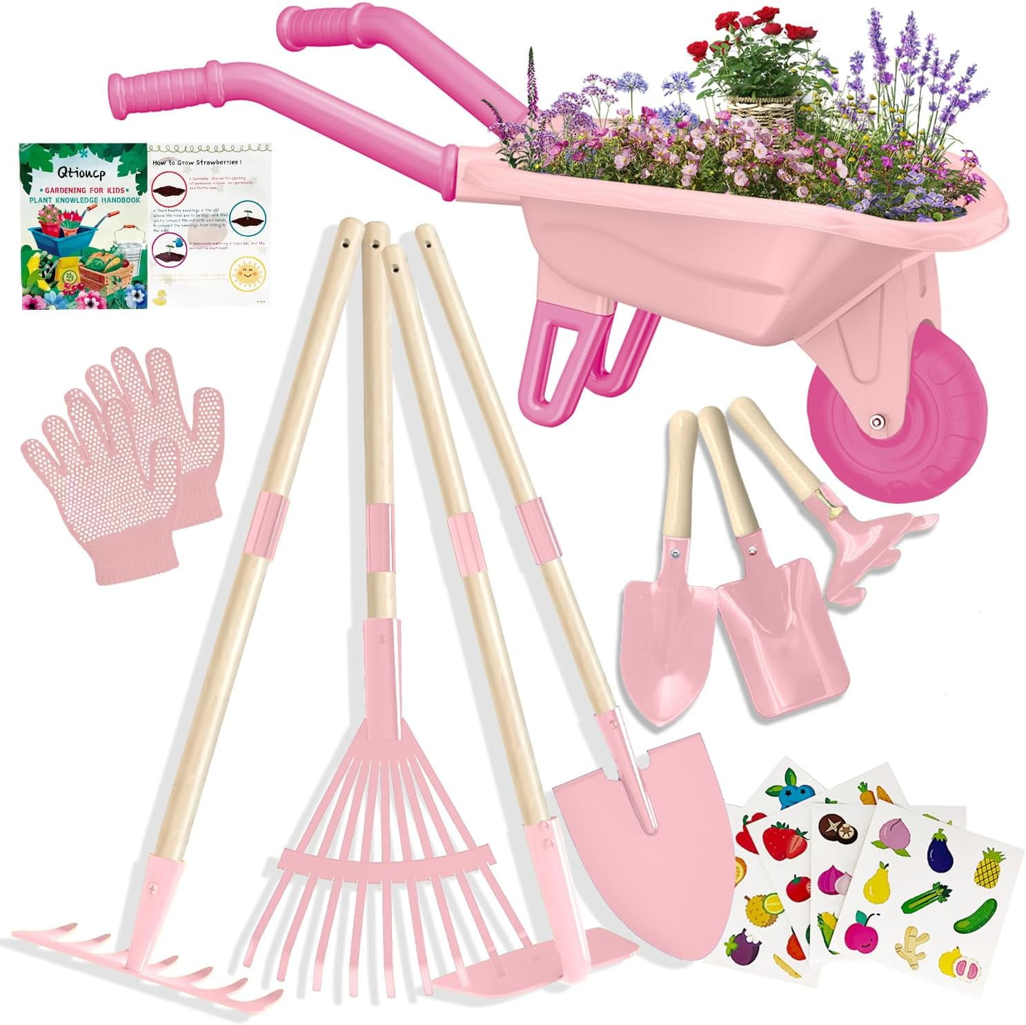 Kids Gardening Tools Outdoor Toys Set Backyard Play with Wheelbarrow ...