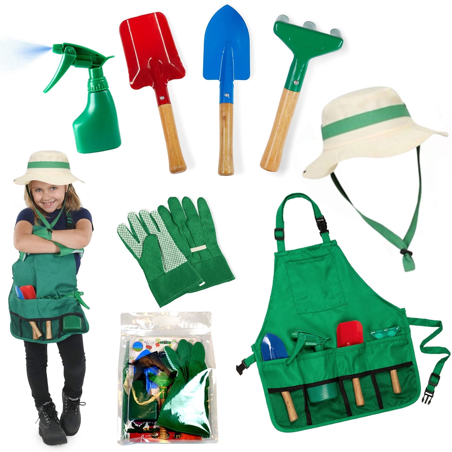 Kids Gardening Tools Set,7 PCS Mental Gardening Set Include Child Safe ...