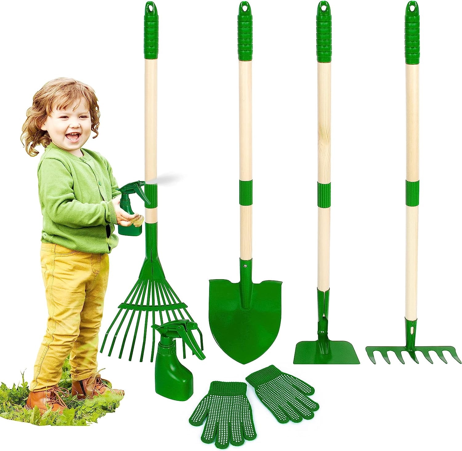 Kids Gardening Tools Set - 7Pcs Garden Tool for Kids with Shovel, Rake ...