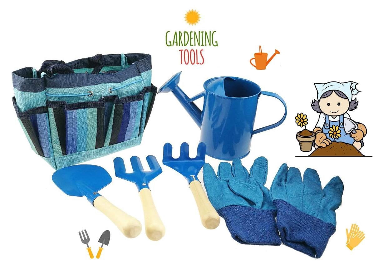 Kids Gardening Tools Set - Complete with Watering Can, Gloves, Shovel ...