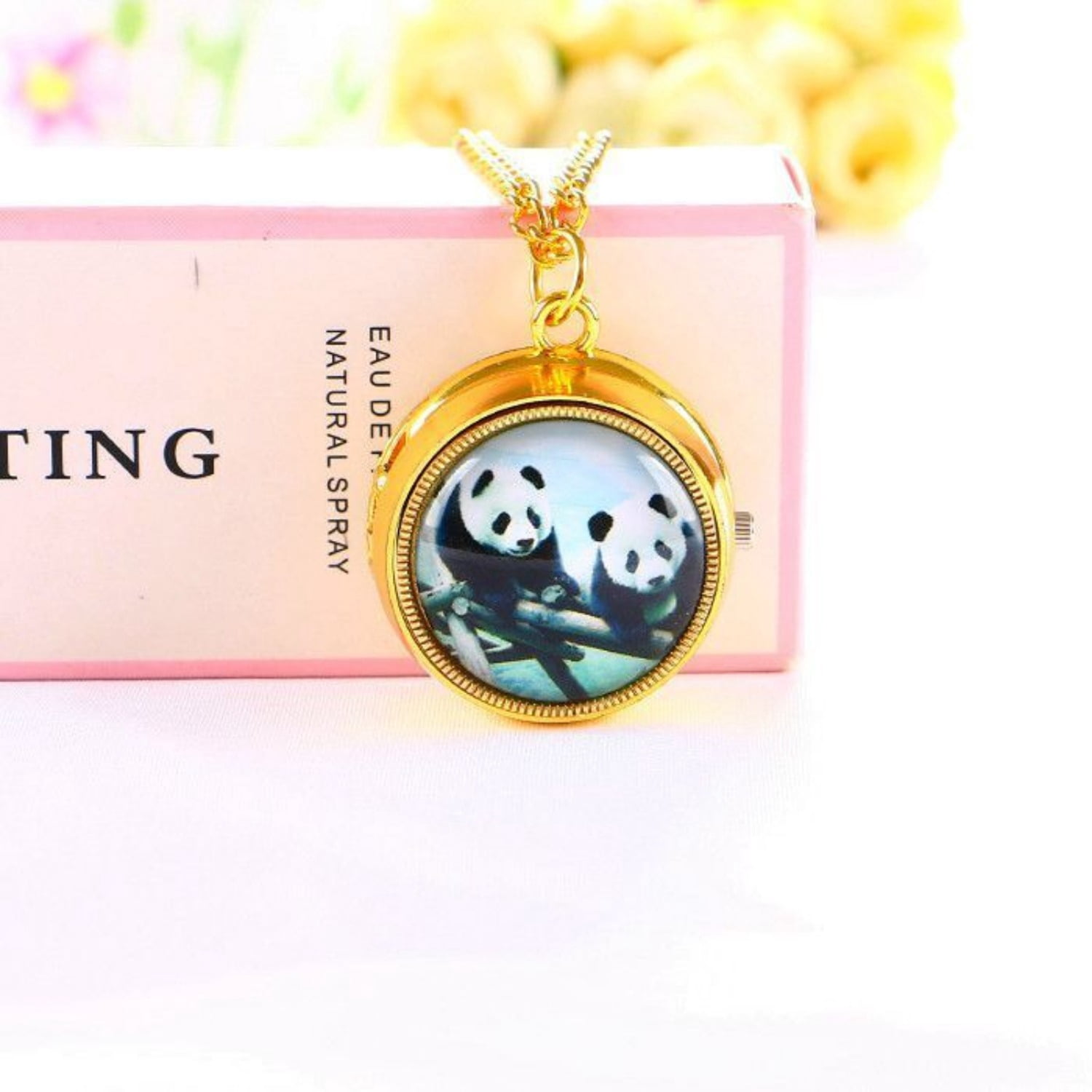 Kids Giant Panda Mechanical Pocket Watch Retro Flip Design Childrens ...
