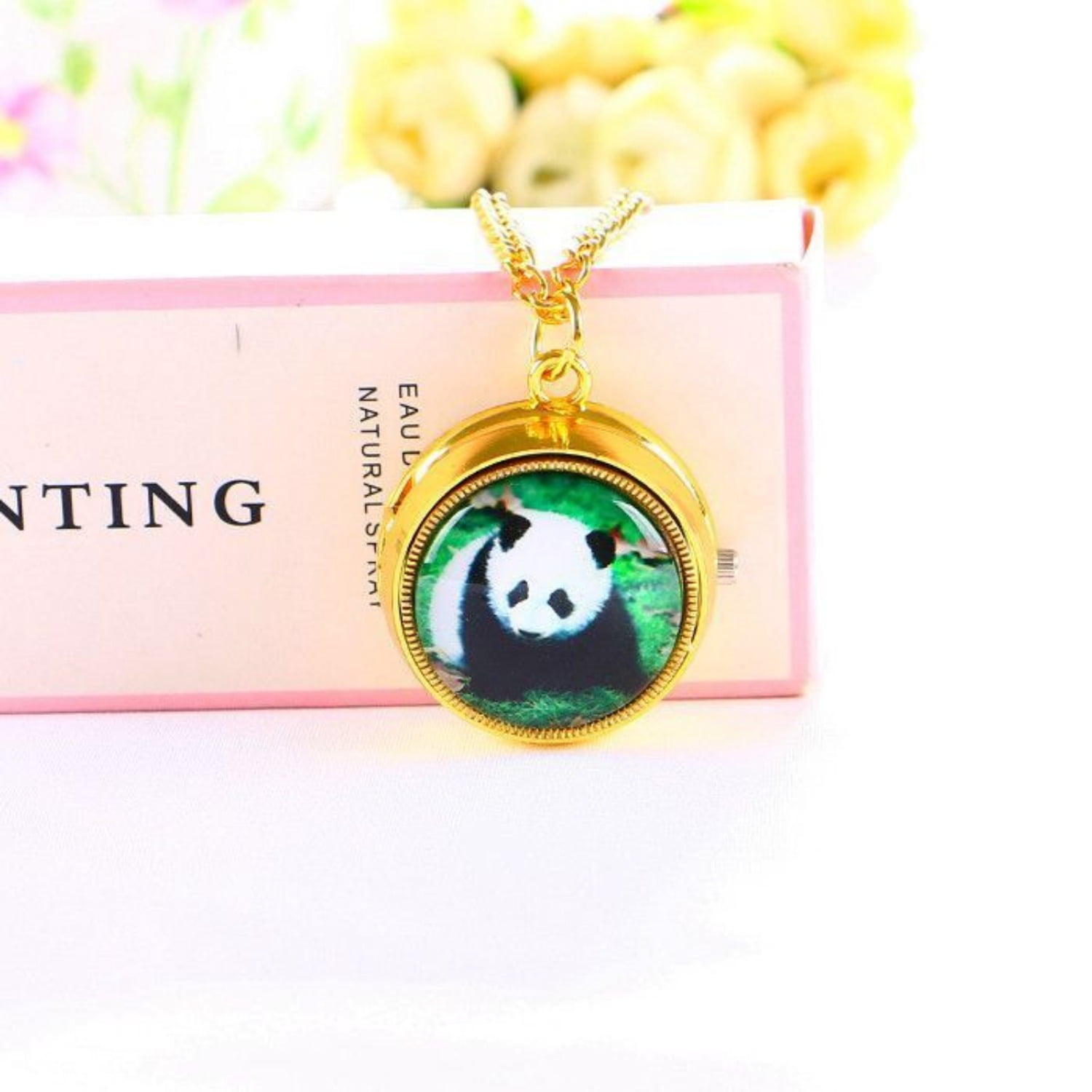 Kids Giant Panda Mechanical Pocket Watch Retro Flip Design Childrens ...