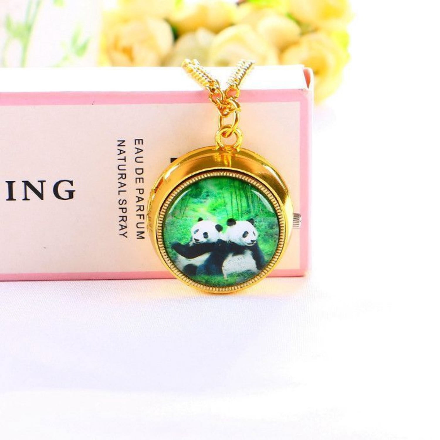 Kids Giant Panda Mechanical Pocket Watch Retro Flip Design Childrens ...