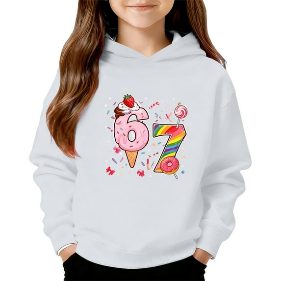 Kids Girl 67 Hoodies 6 7 Funny Sweatshirts Rap Hip-hop Crew Neck Long ...