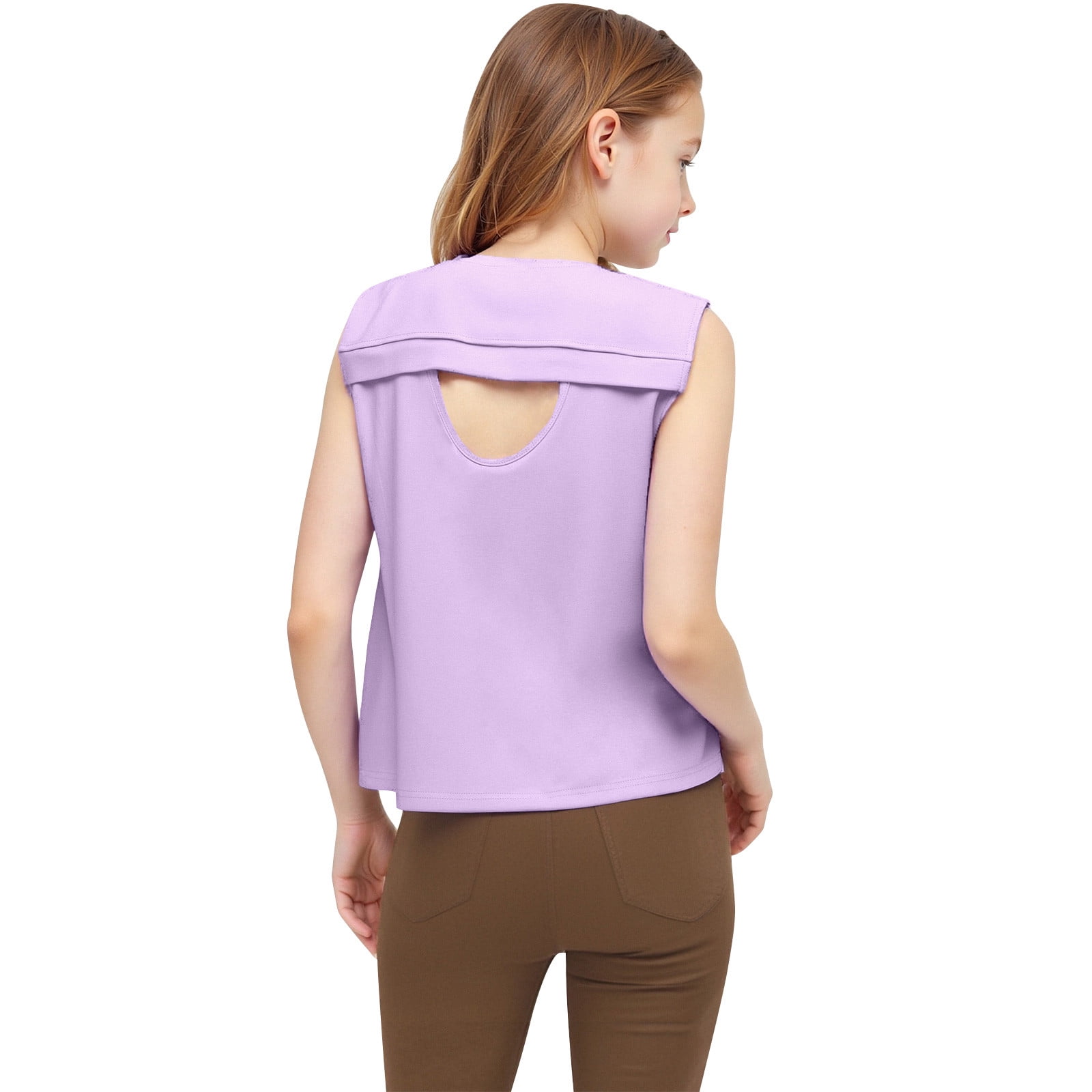 Kids Girl Boy Crew Neck Backless Vests Sport Gym Tops Vest for Child ...