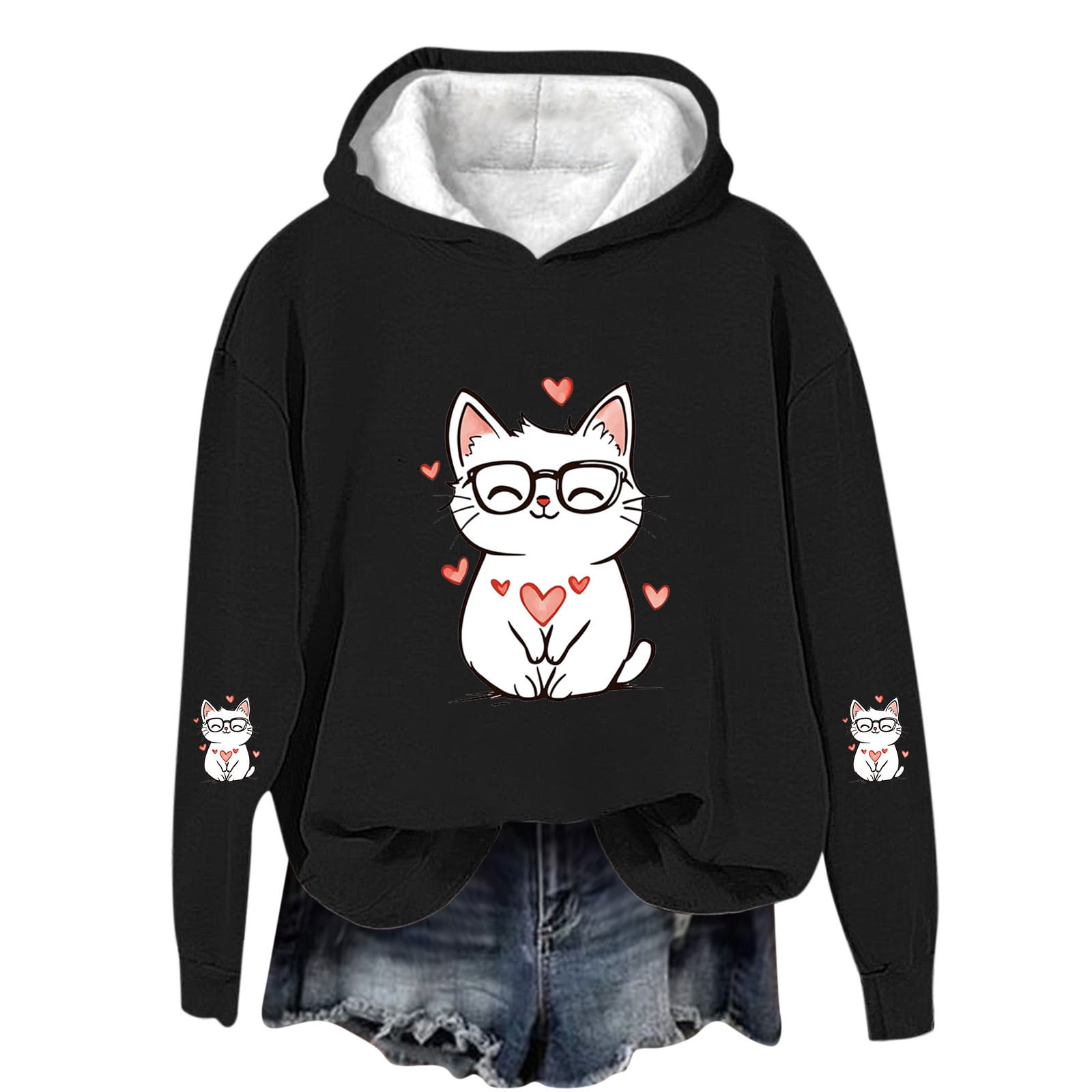 Kids Girl Boy Thermal Fuzzy with Hood Lover Graphic Hoods Outfits ...