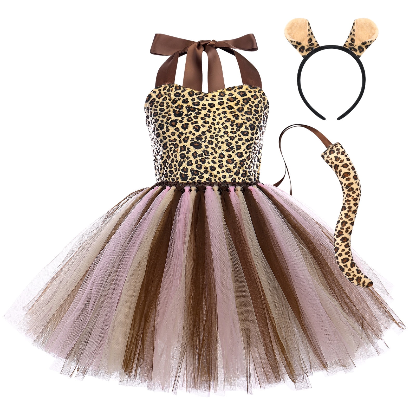 Kids Girl Cheetah Costume Toddler Halloween Cosplay Jungle Safari ...