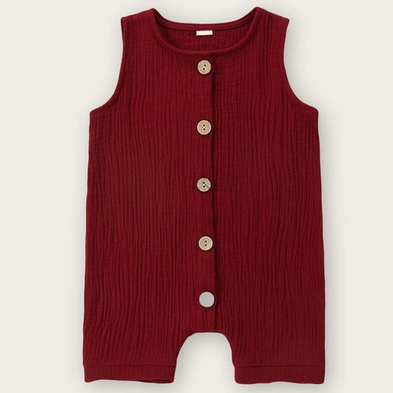Kids Girl Clothes Red Romper Outfit 100% Cotton Sleeveless Onesie with ...