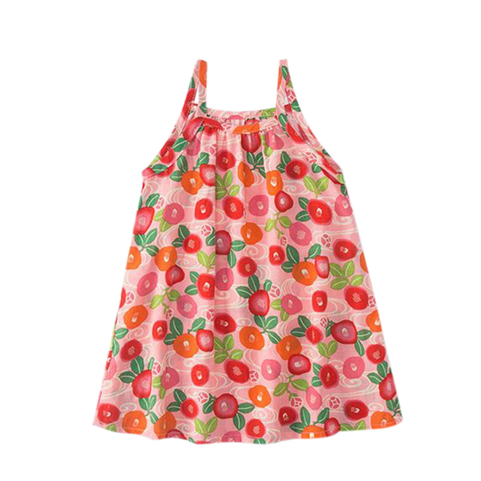 Kids Girl Dress Flower Toddler Summer Strap Cute Print Beach Princess ...