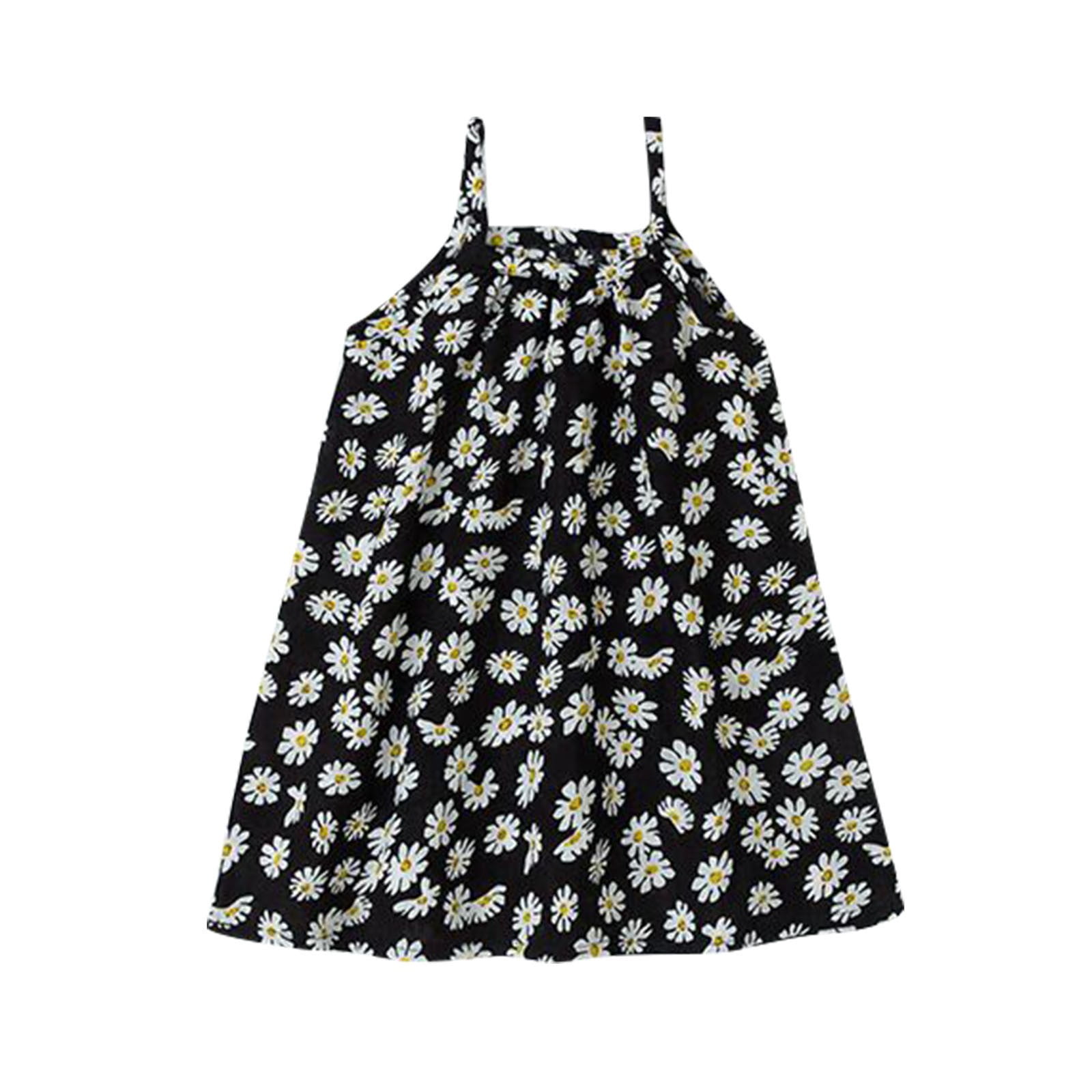 Kids Girl Dress Flower Toddler Summer Strap Cute Print Beach Princess ...