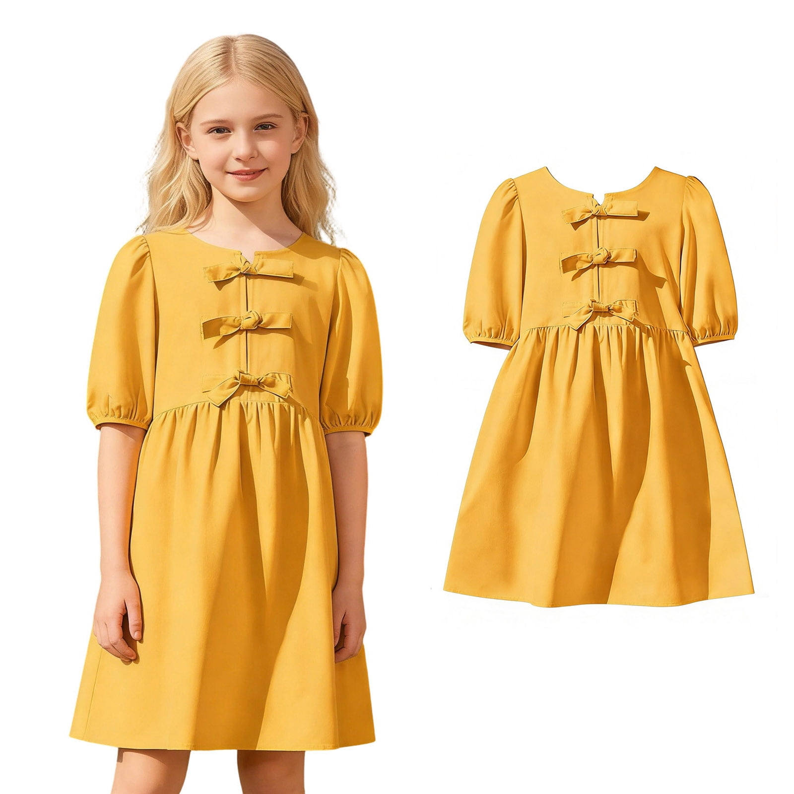 Kids Girl Dress Short Sleeve A Line Swing Dress Kids Dresses for Dances ...