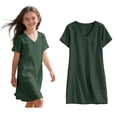 Kids Girl Dress Short Sleeve V Neck Flared Swing Dress Graduation ...