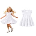Kids Girl Dresses Flutter Sleeve Ruffle Flared Swing Dress Girls ...