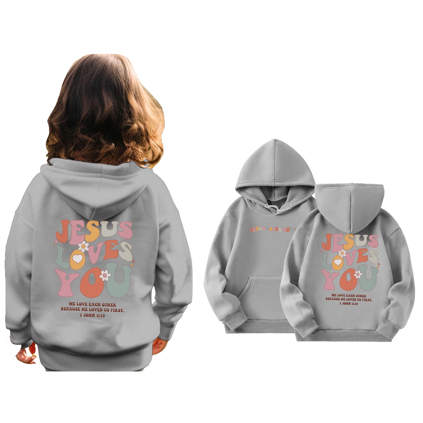 Kids Girl Hoodies Jesus Loves You Hoodie Long Sleeve Graphic Sweatshirt ...
