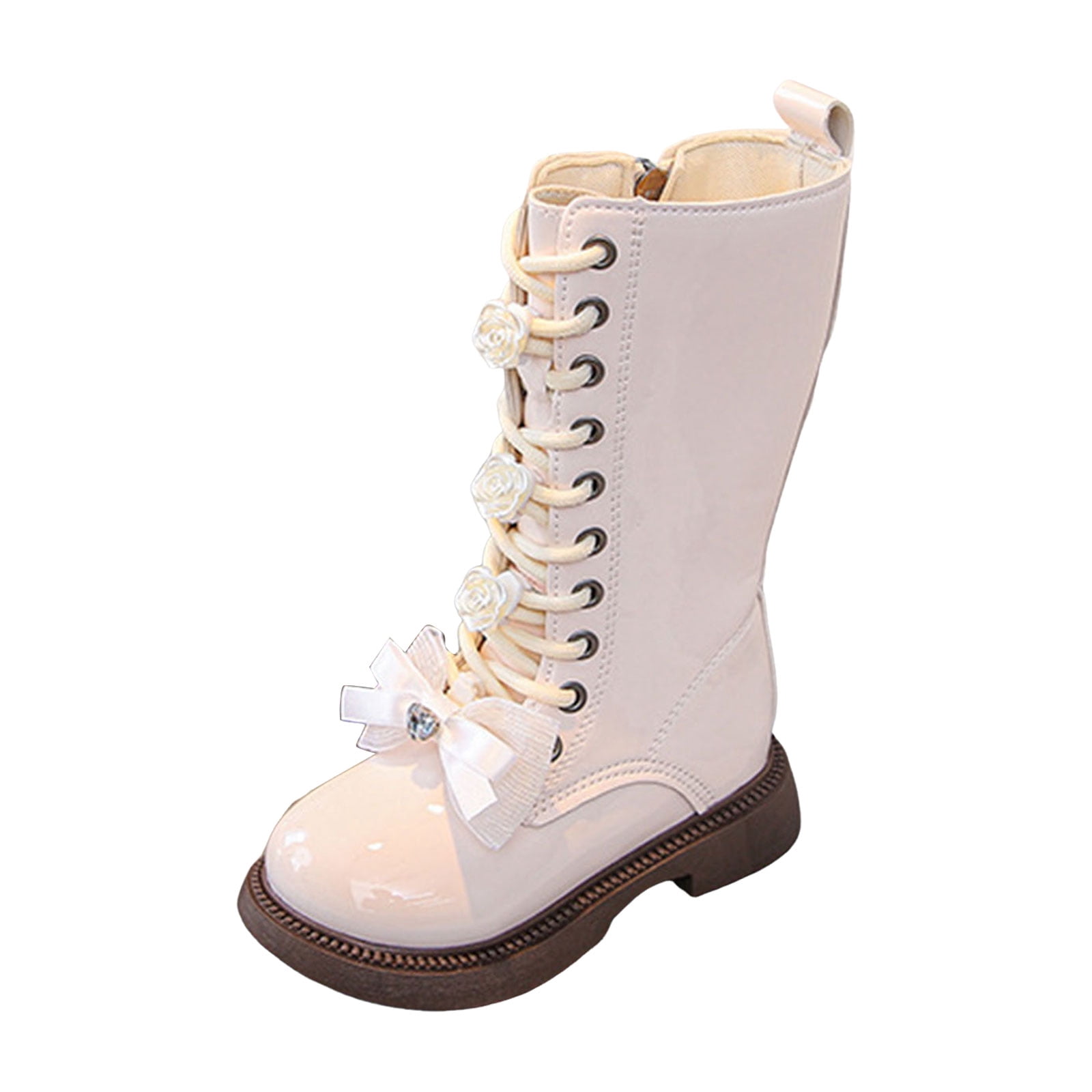 Kids Girl Knee High Fall Boots Toddler Toddler Lace Bow Comfortable ...