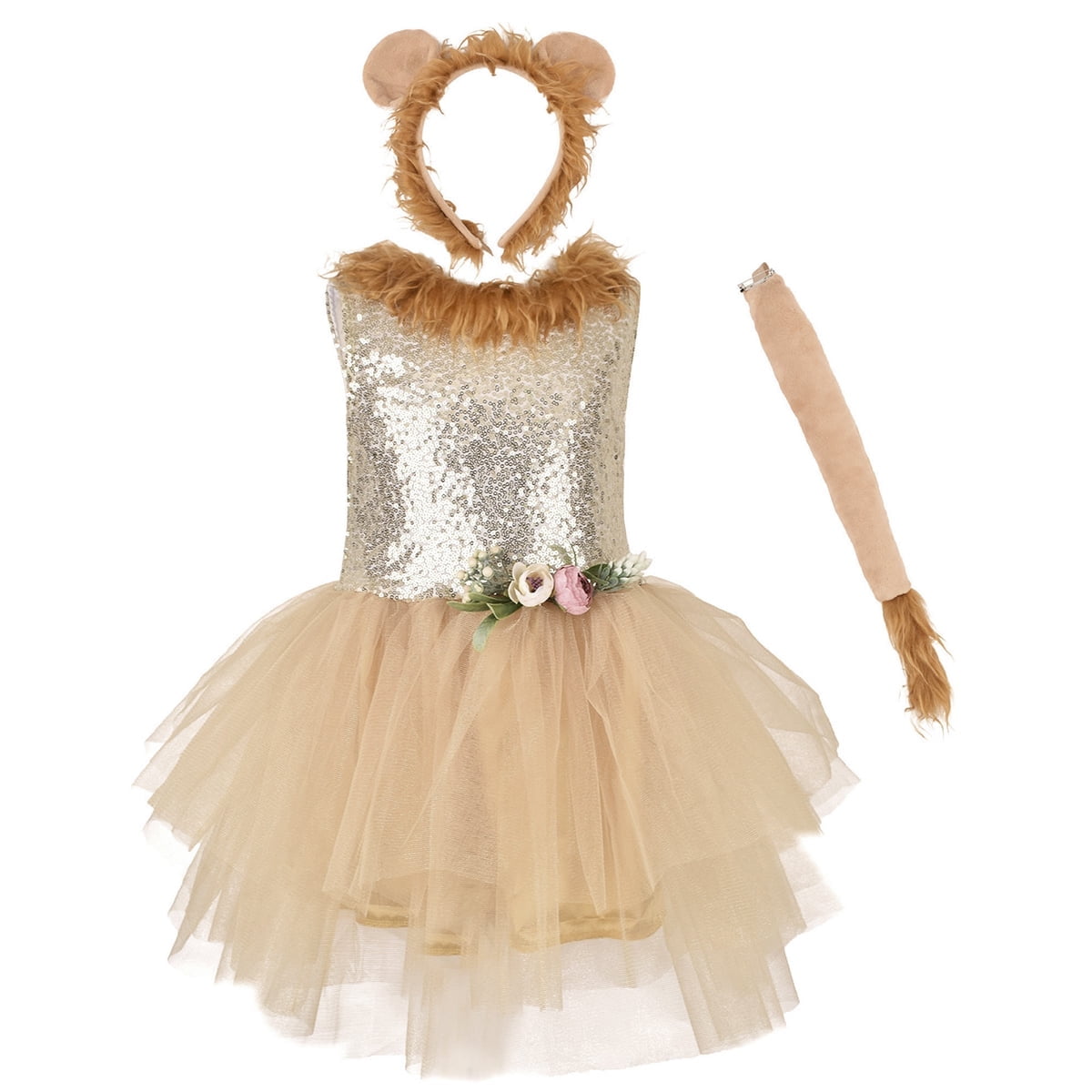 Kids Girl Lion Costume Toddler Halloween Cosplay Jungle Safari Woodland ...