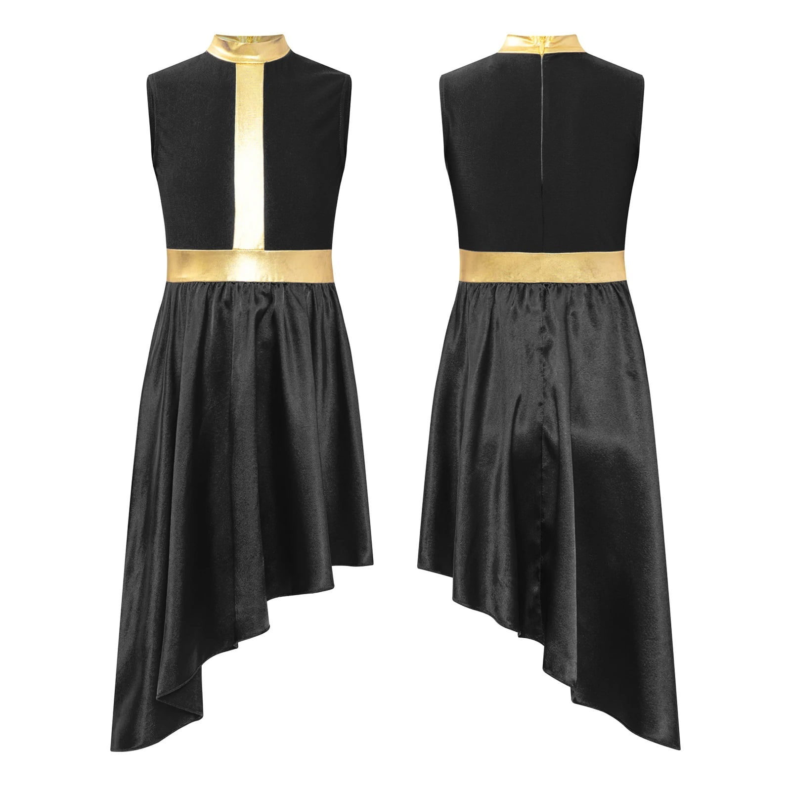 Kids Girl Lyrical Praise Dance Dress Color Block Asymmetric Church Robe ...