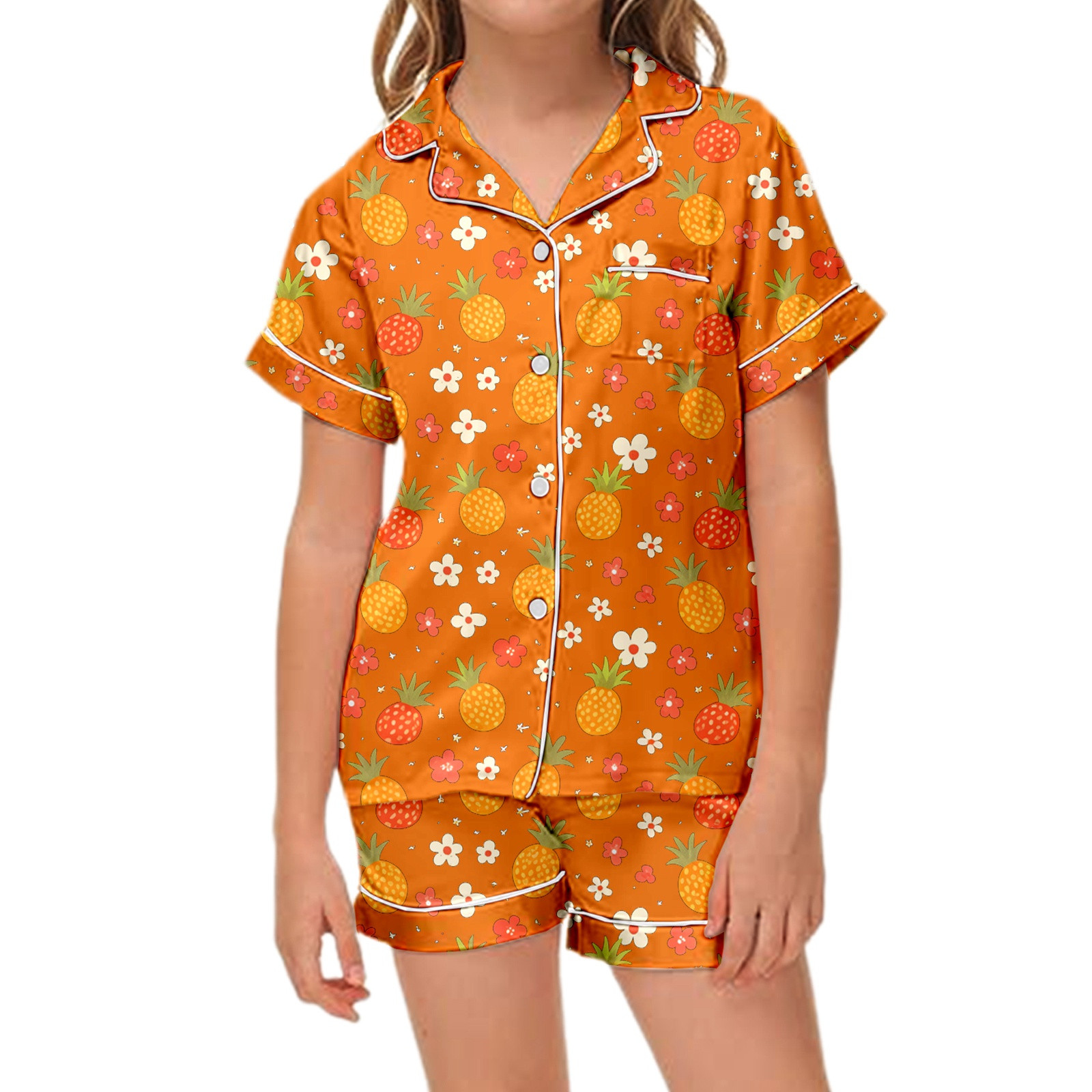 Kids Girl Satin Pajamas Set Cute Button Down Homewear Set Toddler ...