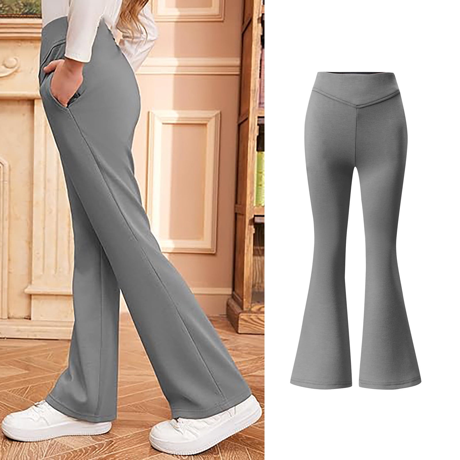 Kids Girl School Uniform Pants Skinny Fit Kids Dress Pants With Pockets ...