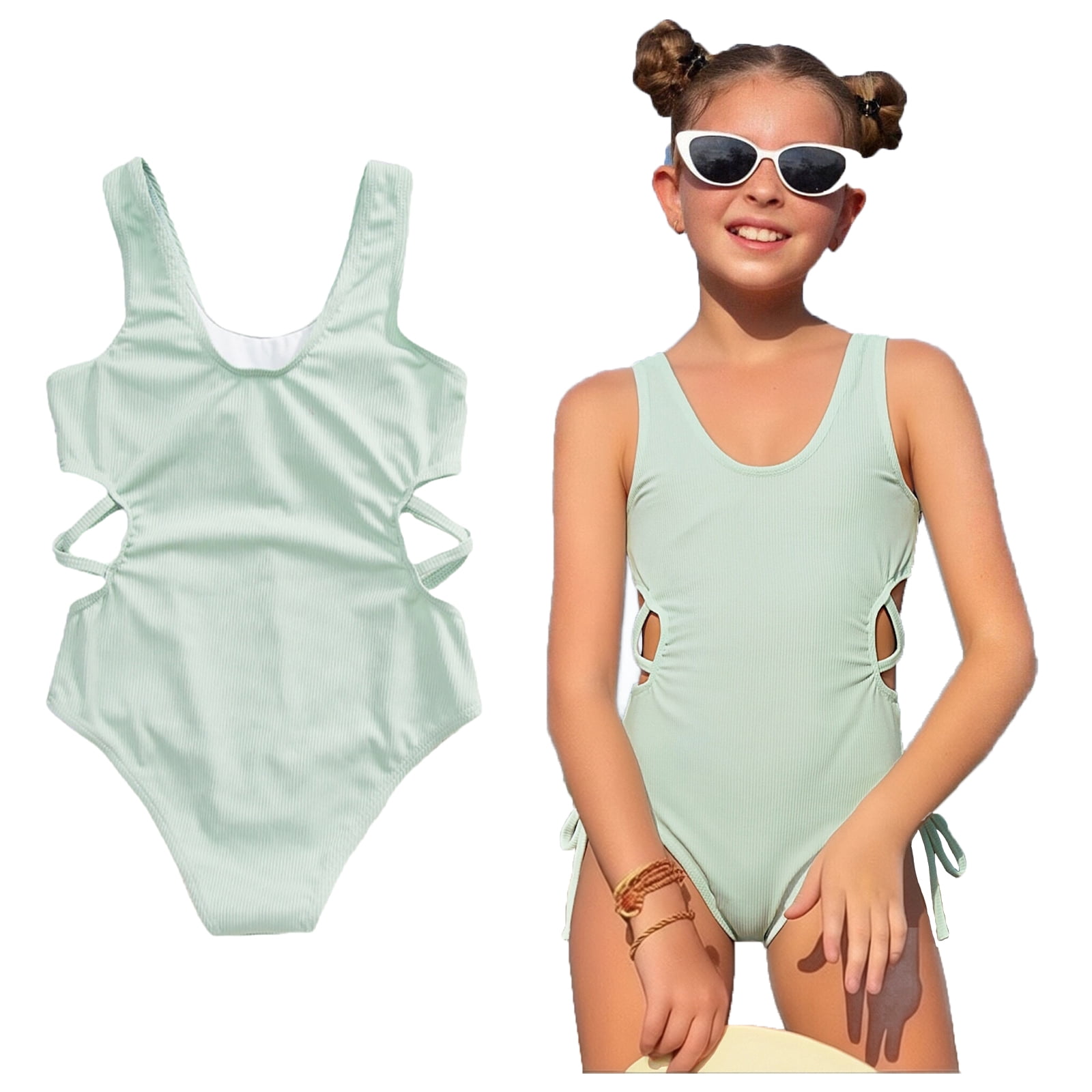 Kids Girl Swimsuit Gray One Piece Swimsuit Girls Tankini for Girls 8-9 ...