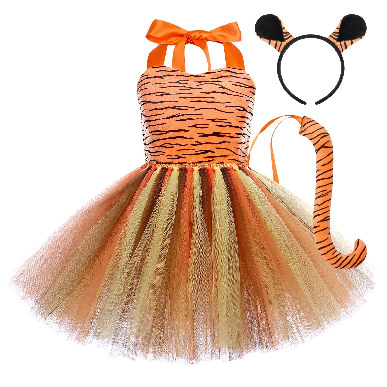 Kids Girl Tiger Costume Toddler Halloween Cosplay Jungle Safari Animal ...