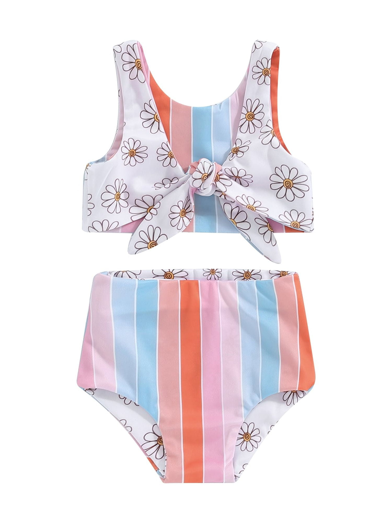 Shunvnny Kids Girl Two Piece Swimsuits Summer Striped/Floral Print ...