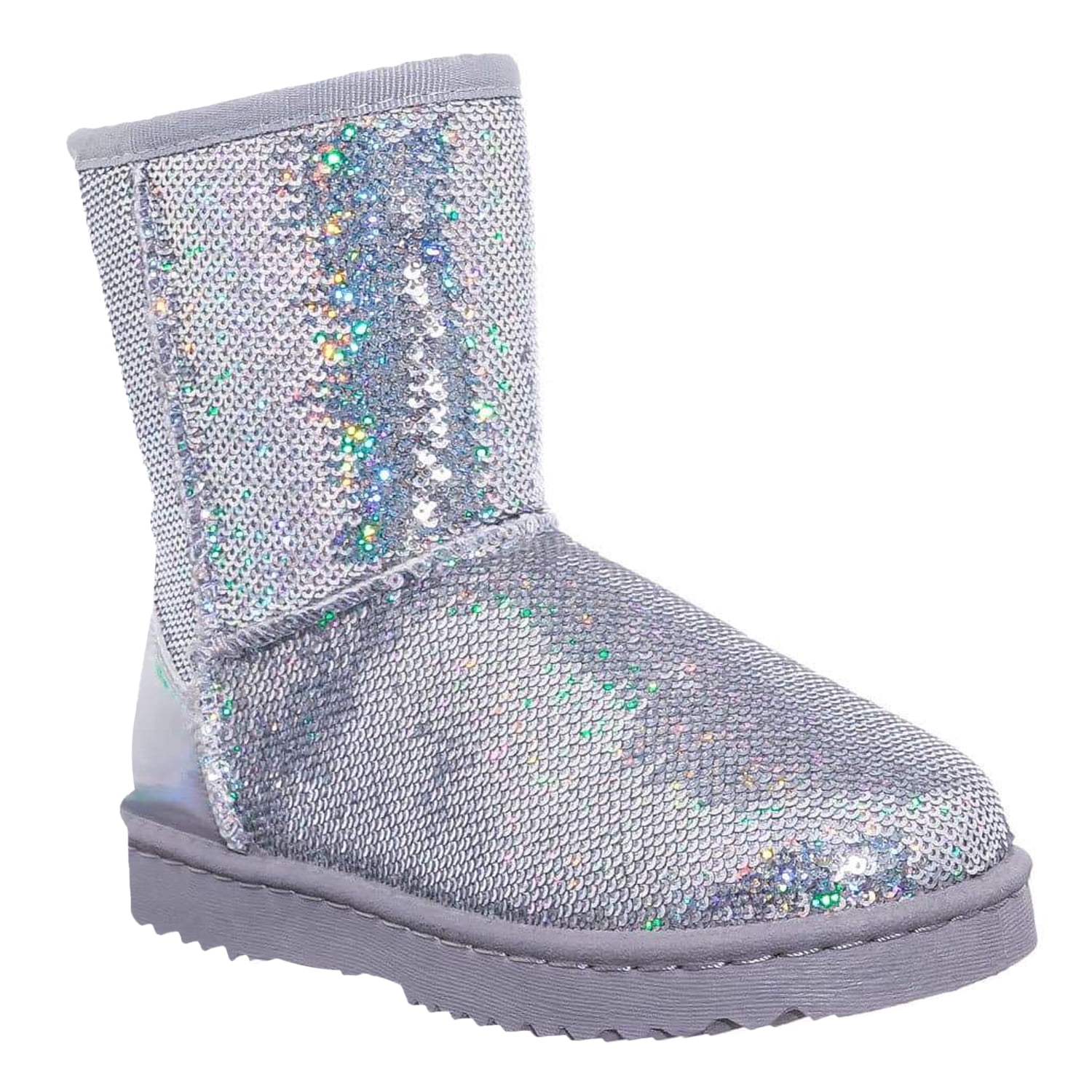 Kids Girl Winter Sequin Glitter Fur Lined Ankle Boot - Walmart.com