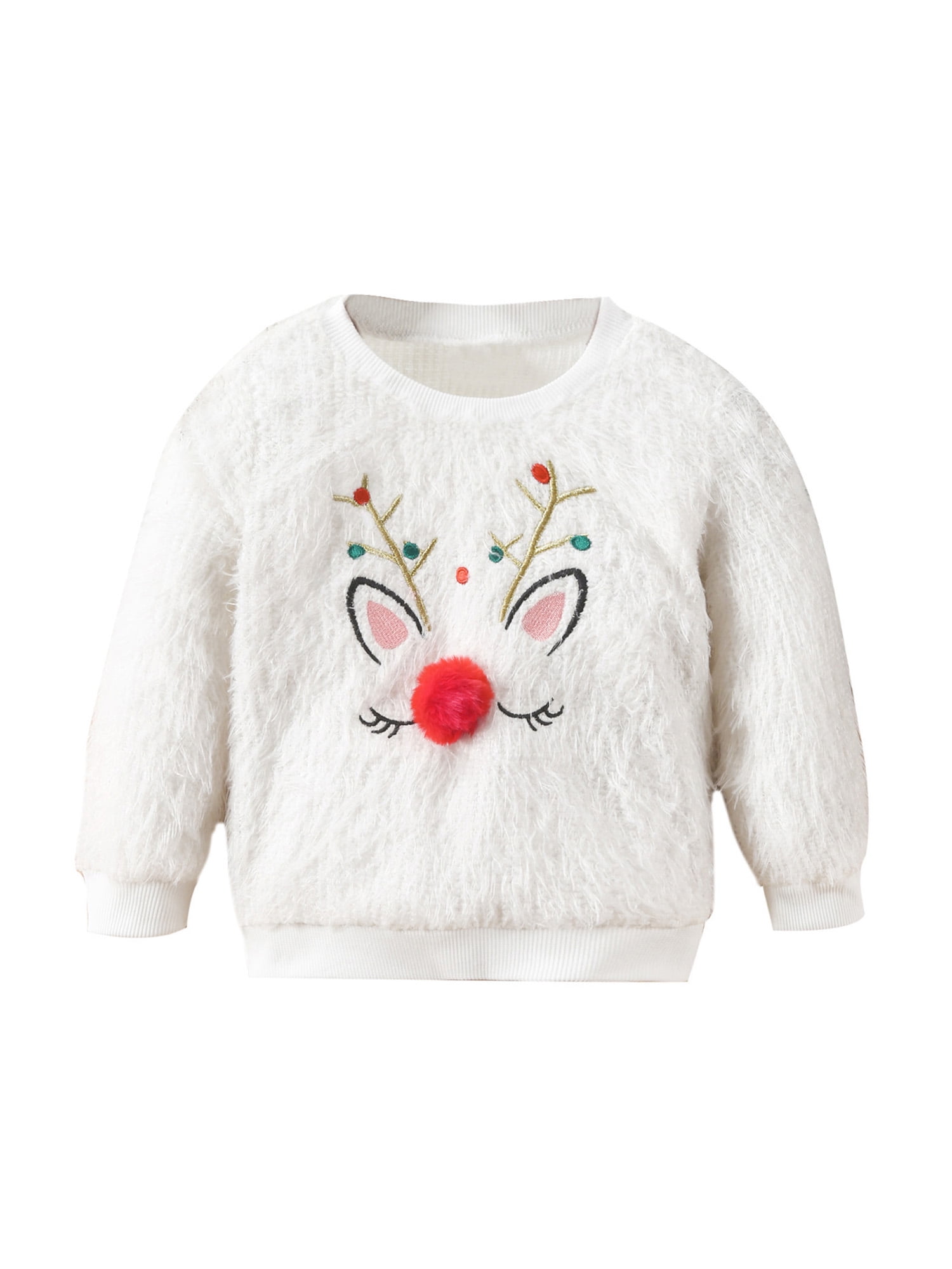 Kids Girl Winter Sweater Christmas Crew Neck Long Sleeve Reindeer ...