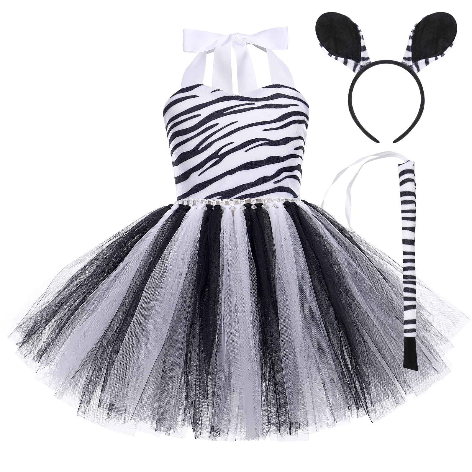 Kids Girl Zebra Costume Toddler Halloween Cosplay Jungle Safari Animal ...