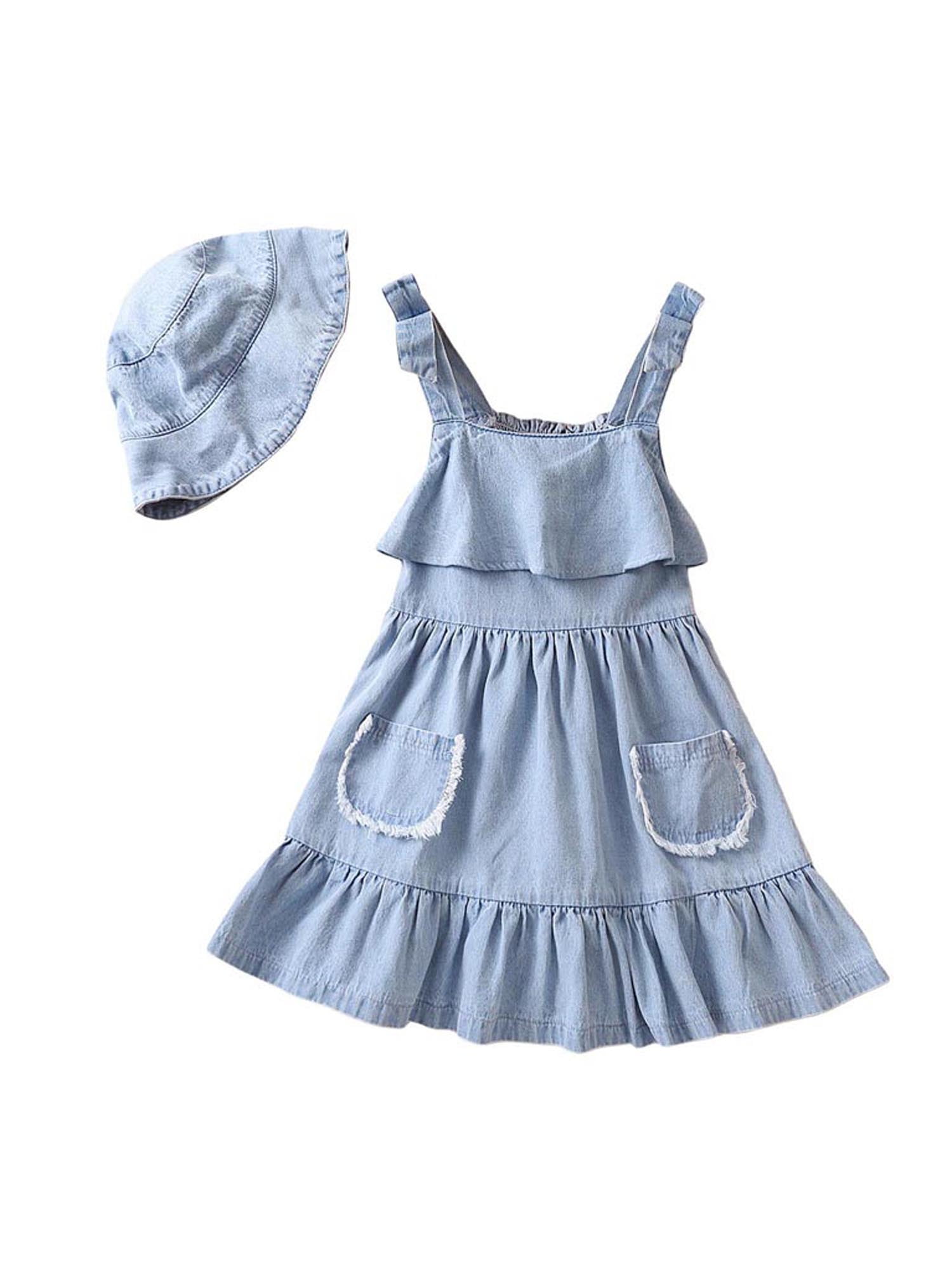 Kids Girl’s 2-piece Outfit, Sleeveless Pleated Summer A-line Dress with ...