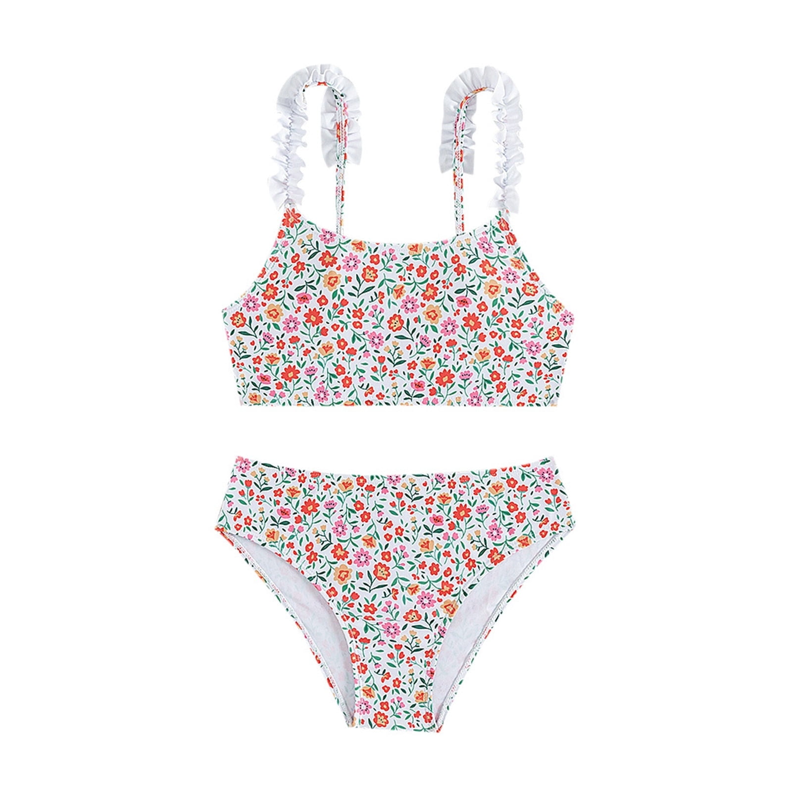Kids Girl's Floral Print 2 Piece Swimsuit Swimwear Bathing Suit Cute ...