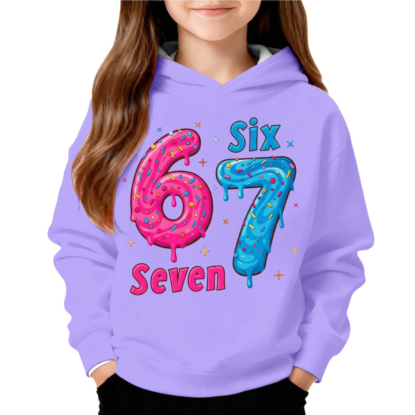Kids Girls' 67 Hoodies Letter Graphic Print Cute Hoodies Long Sleeve ...