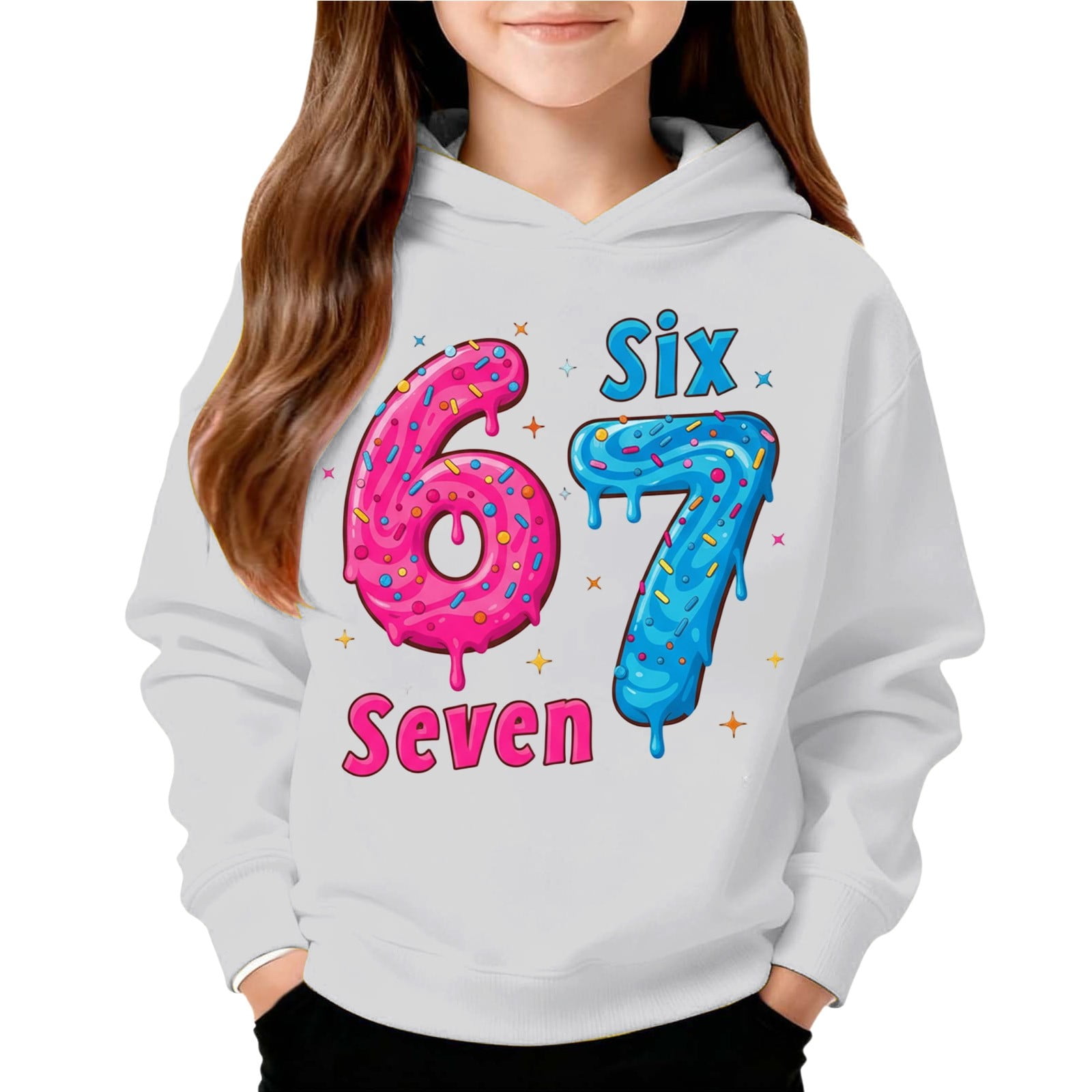 Kids Girls' 67 Hoodies Letter Rap Cute Hoodies Long Sleeve Pullover Hip ...