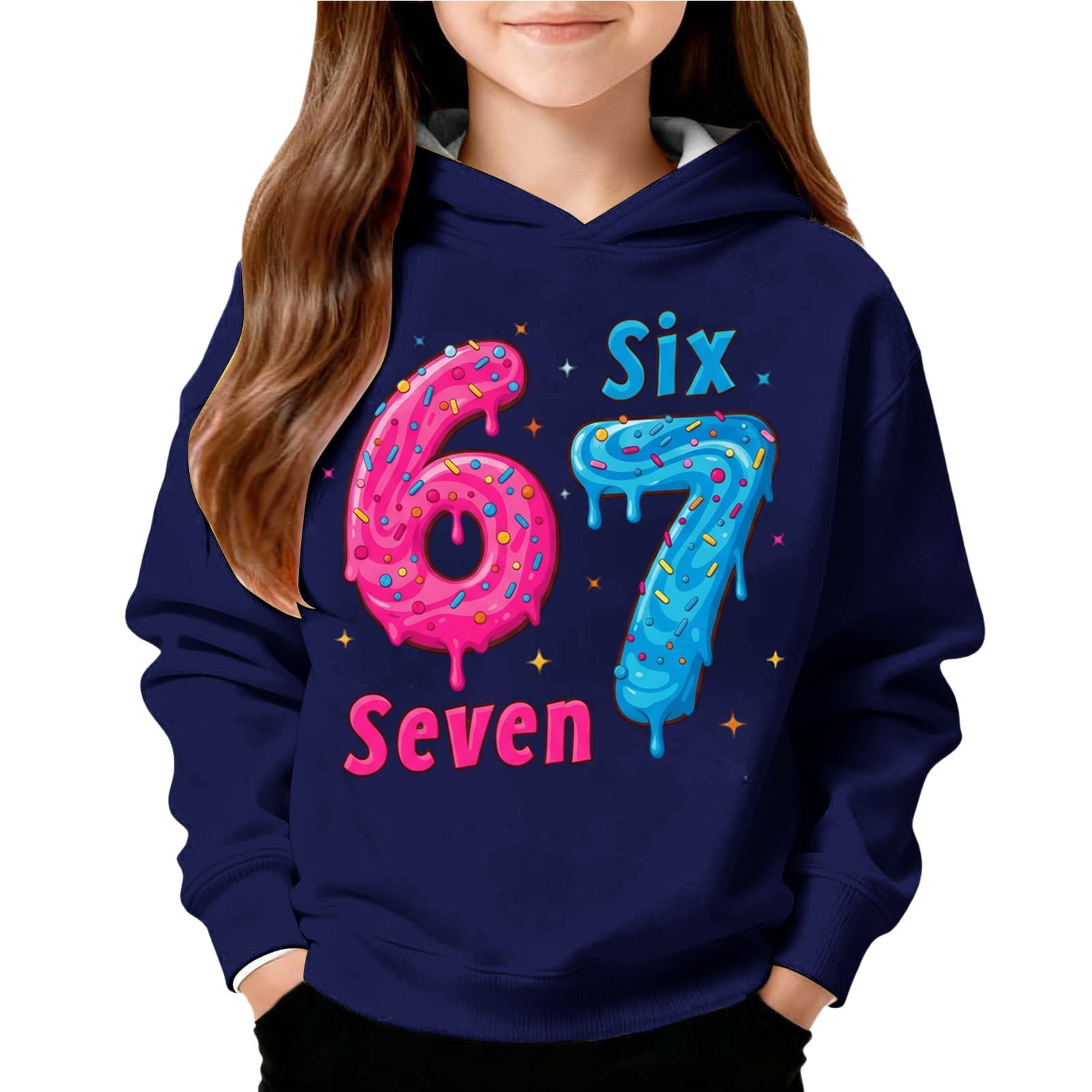 Kids Girls' 67 Hoodies Letter Rap Cute Hoodies Long Sleeve Pullover ...