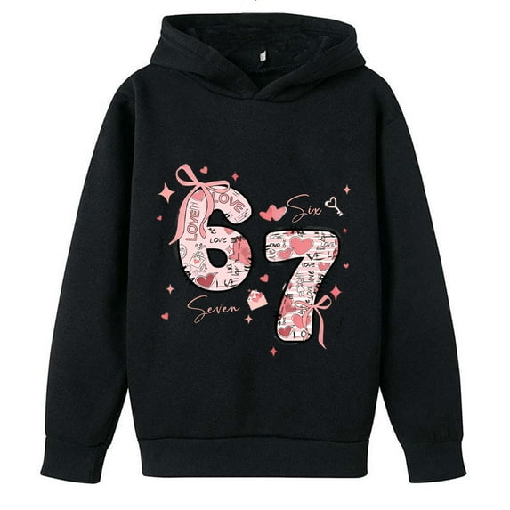 Kids Girls 67 Hoodies Long Sleeve Rap Hooded Sweatshirt Thick Graphic ...