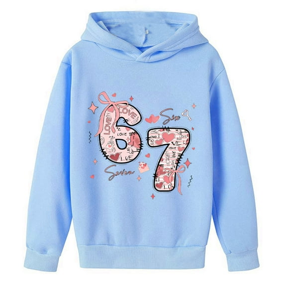 Kids Girls 67 Hoodies Long Sleeve Rap Hooded Sweatshirt Thick Graphic ...