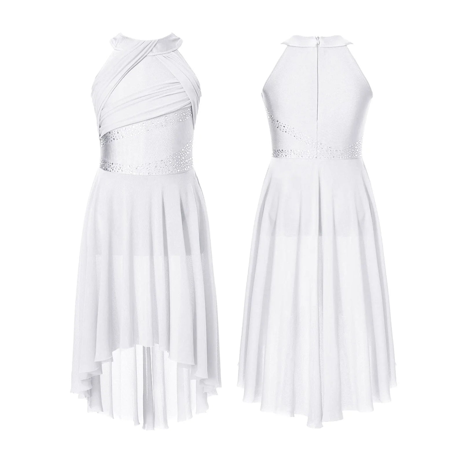 Kids Girls Applique Ballet Dress Sleeveless Irregular Mesh Tulle ...