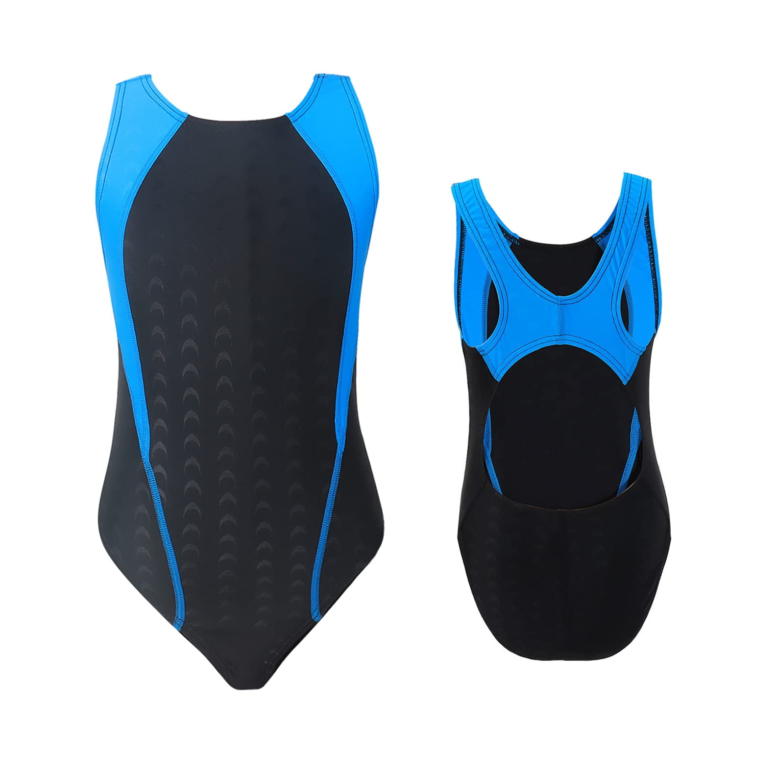 Kids Girls Athletic Swimsuit One Piece Solid Swimwear for Practice and ...