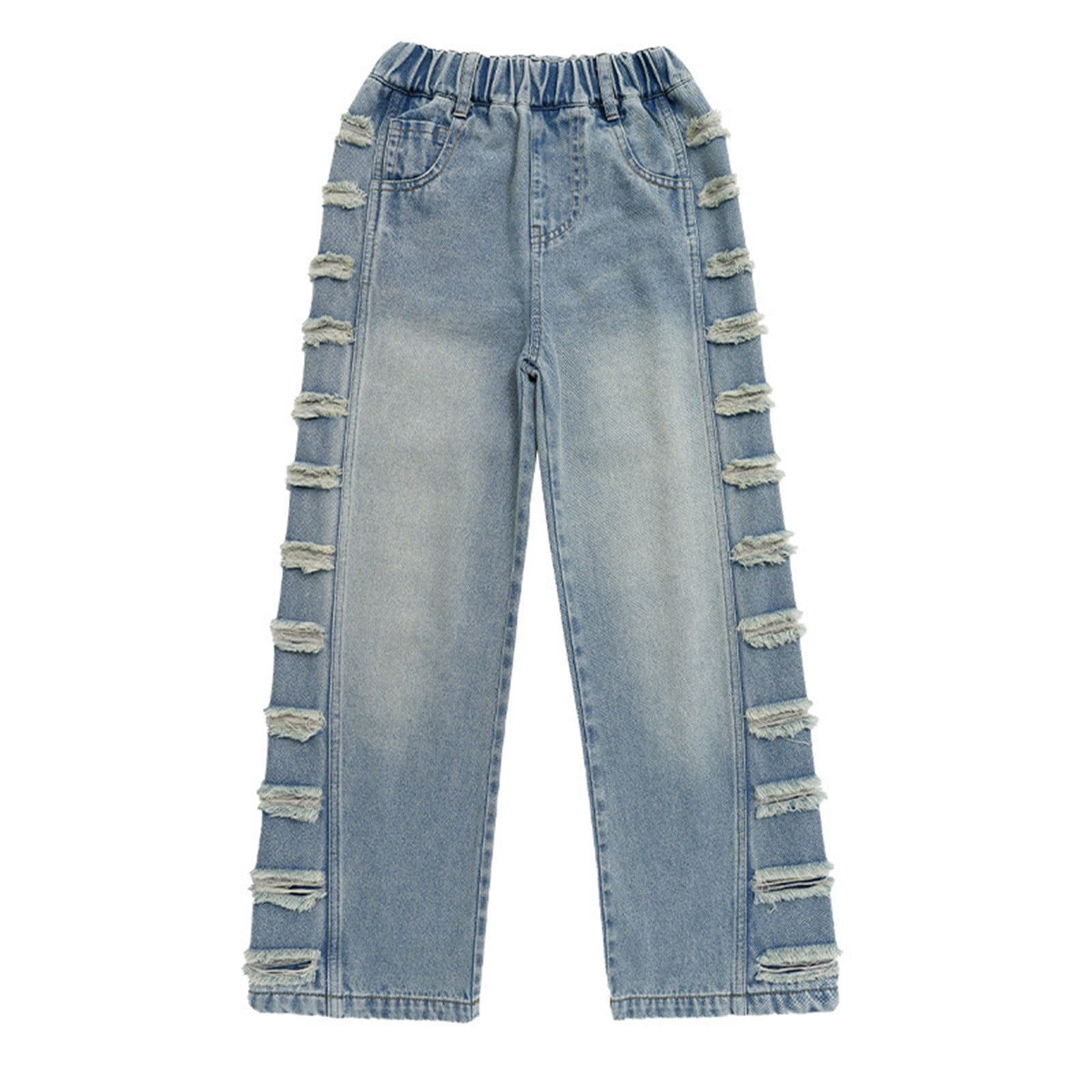 Kids Girls Baggy Jeans High Waist Wide Leg Pants Trousers Pants for ...