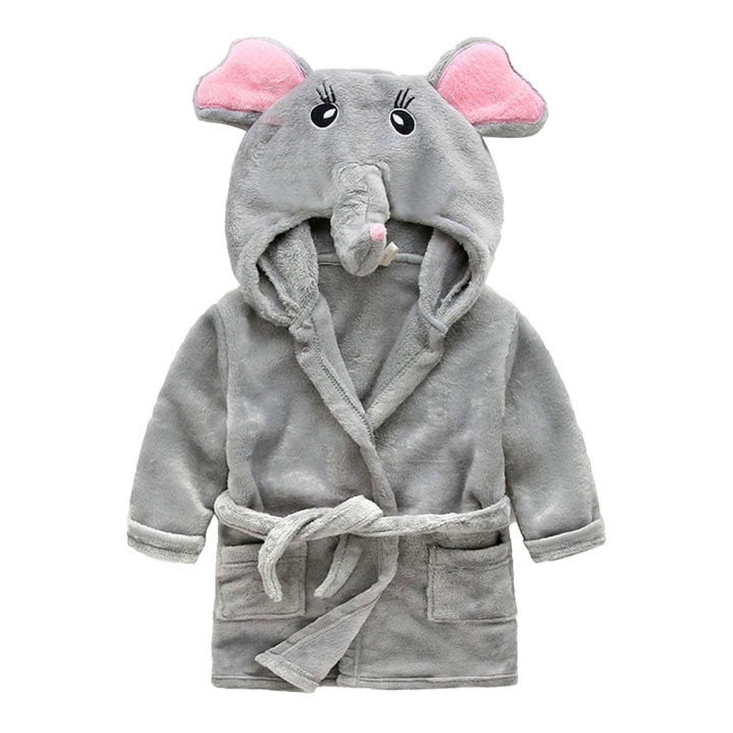 Kids Girls Bath Robe Cartoon Hooded Animal Fleece Robes Sleepwear Long ...