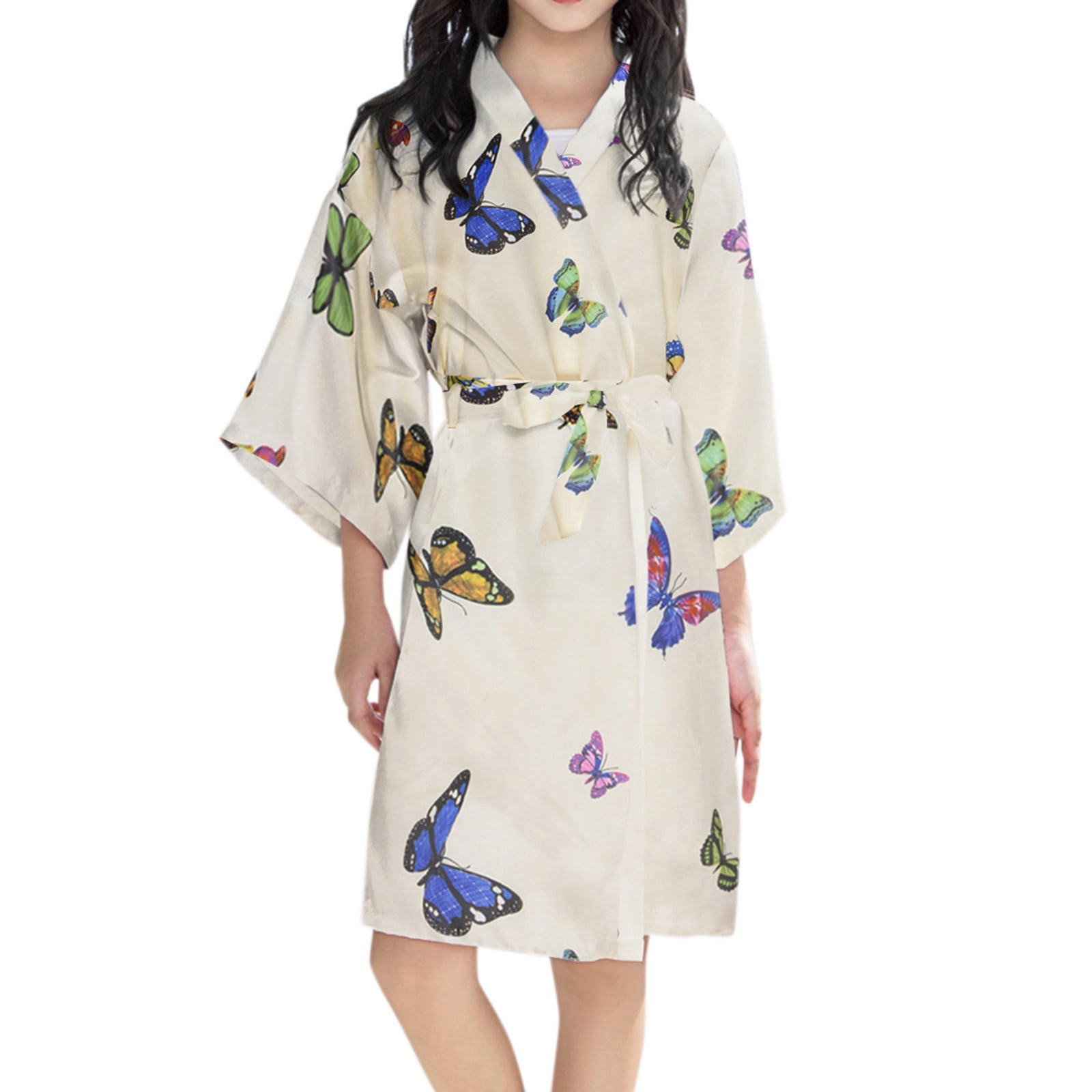 Kids Girls Bath Robe Summer Cartoon Print Coat Robes Button Down ...