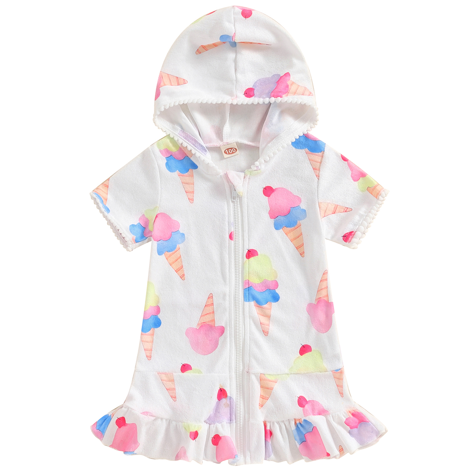 Kids Girls Beach Dress Short Sleeve Hooded Beach Towel Summer Dress ...