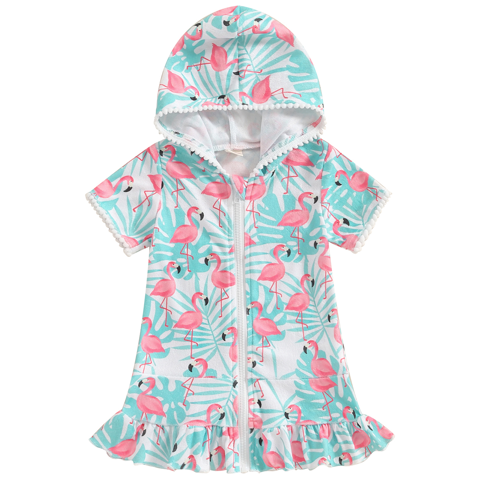 Kids Girls Beach Dress Short Sleeve Hooded Beach Towel Summer Dress ...