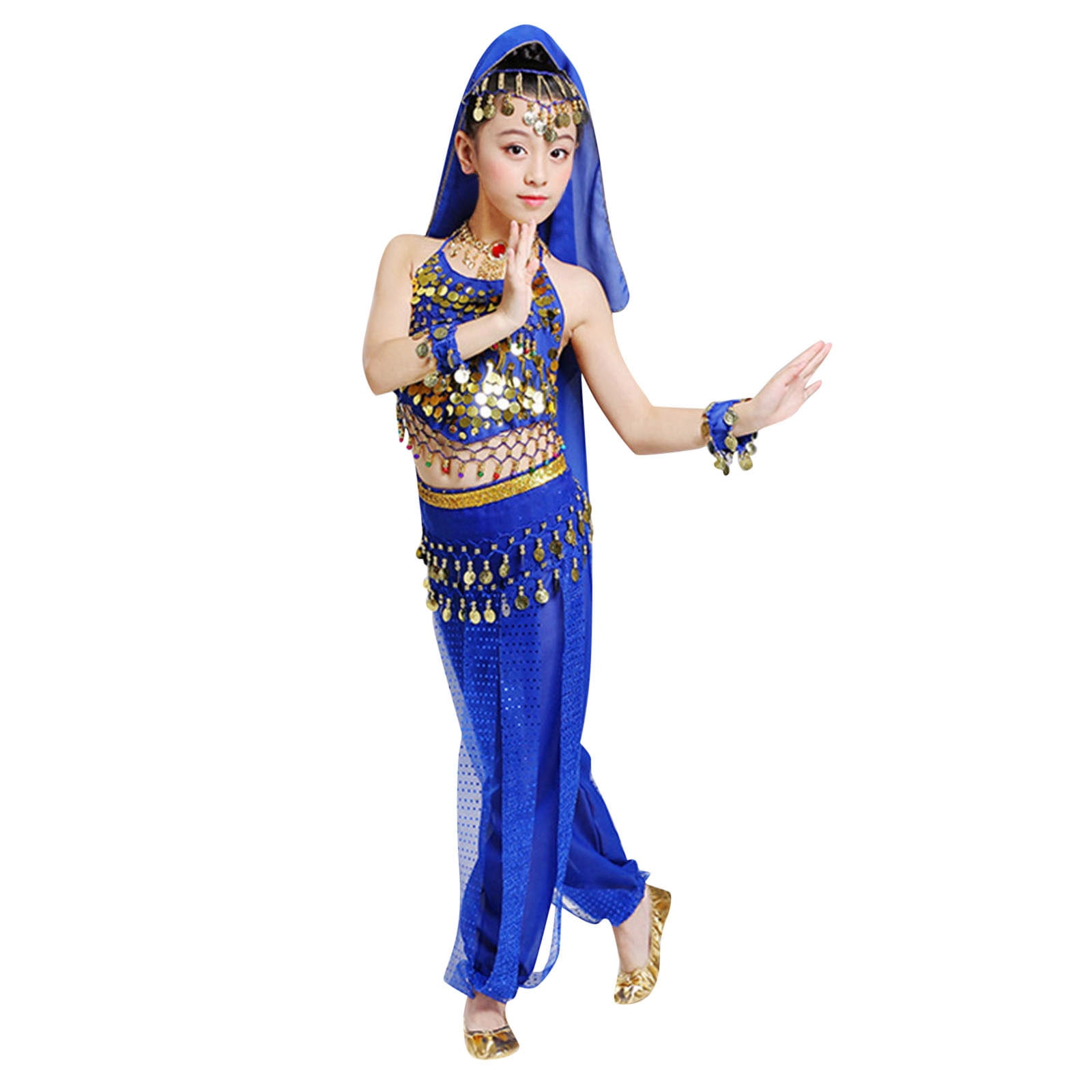 Kids Girls Belly Dance Top Skirt Set Genie India Arabian Princess - Walmart.com