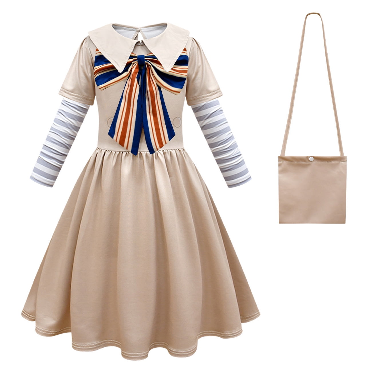 Kids Girls Big Bow School Uniform Dress Halloween Megan Horror Doll ...
