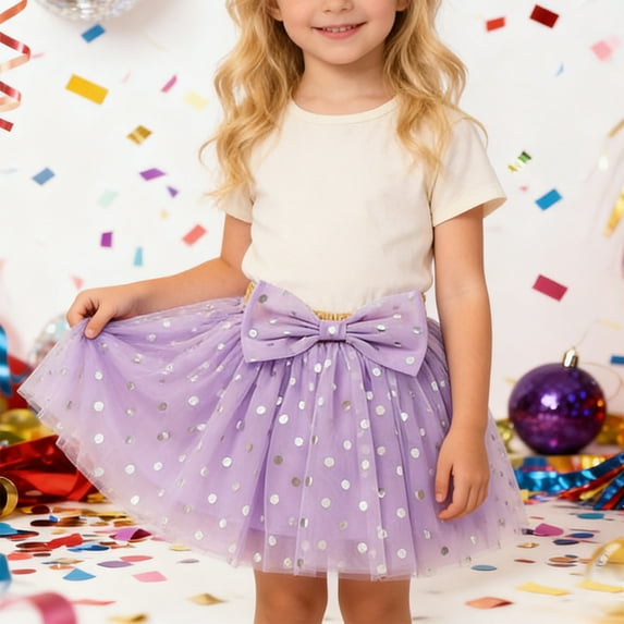 Kids Girls' Bowknot Polka-Dot Mesh Tutu Skirt - Carnival Dance Party ...