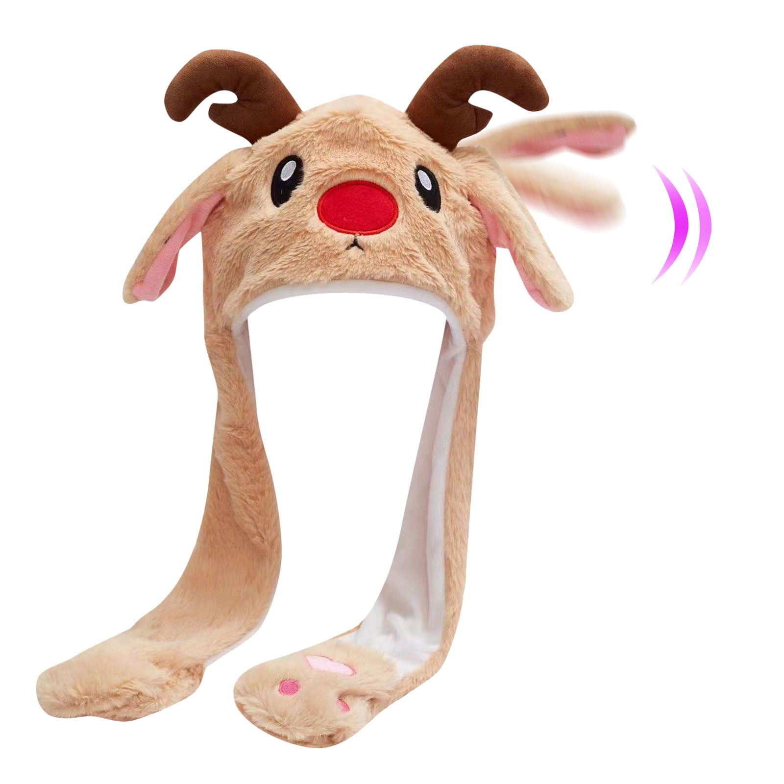 Kids Girls Boys Animal Hat With Plush Moving Ears Jumping Beating Hat ...