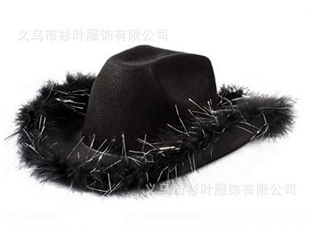 Kids Girls Boys Cowboy Hats Wide Brim Western Cowgirl Hat Feather Trim ...